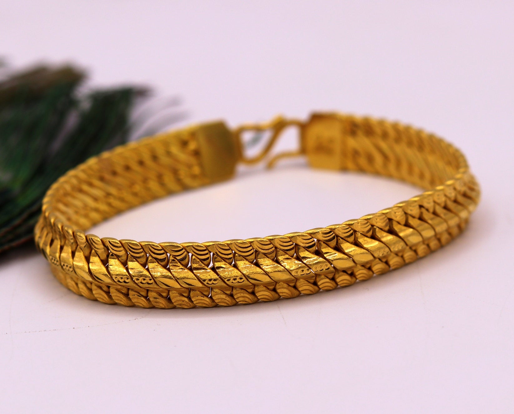 22kt yellow gold handmade gope chain bracelet amazing royal design cer ...
