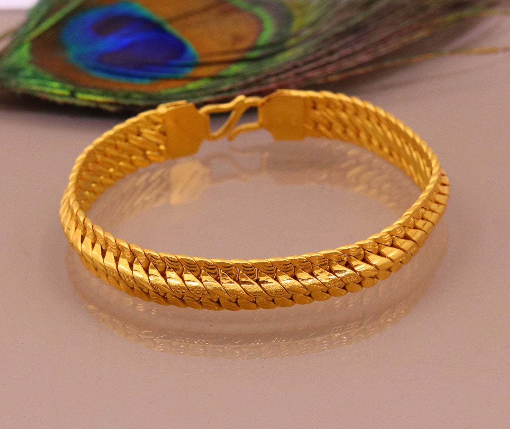 22kt yellow gold handmade gope chain bracelet amazing royal design cer ...