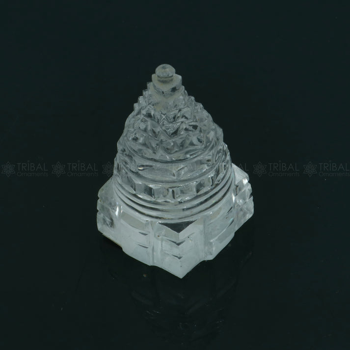 Crystal / sphatik pyramid of shree yantra, Parad Mahalakshmi Yantram f