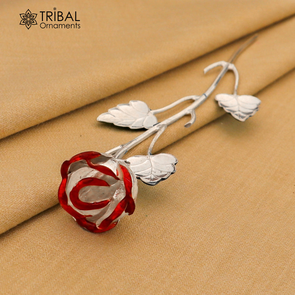 925sterling silver Rose flower puja god temple article, silver worship