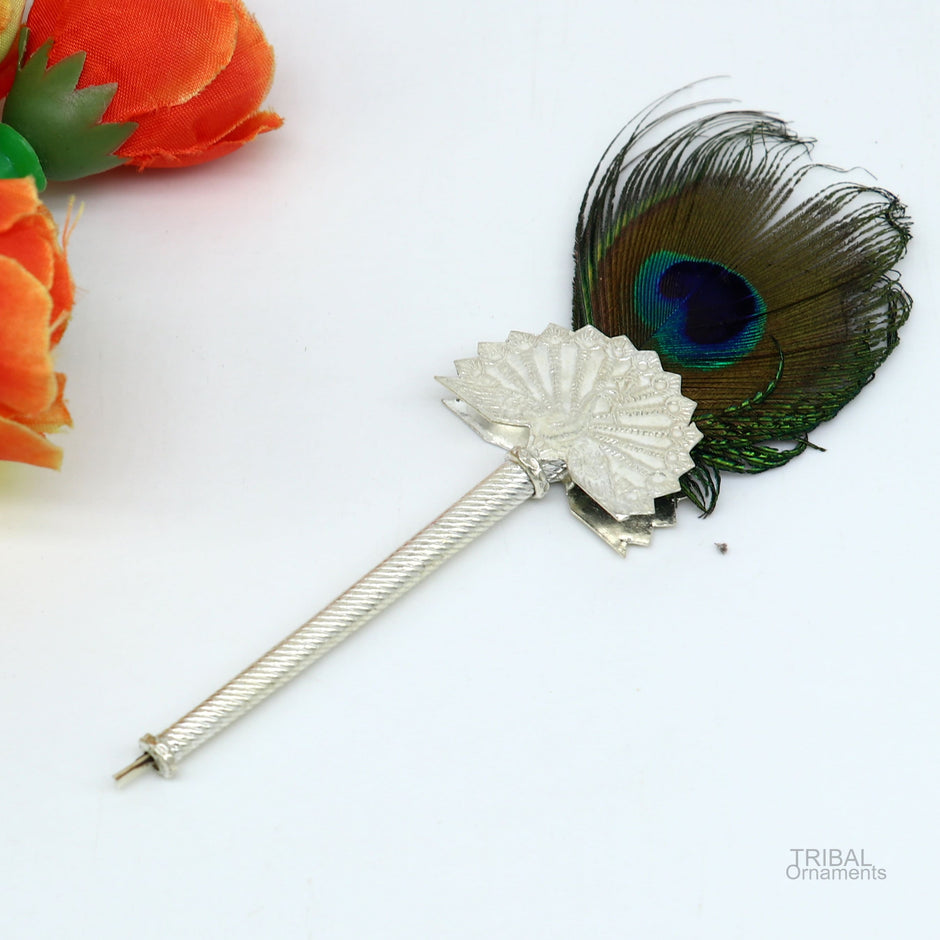 Vintage antique style handmade Mor chhadi, with peacock feather, best ...