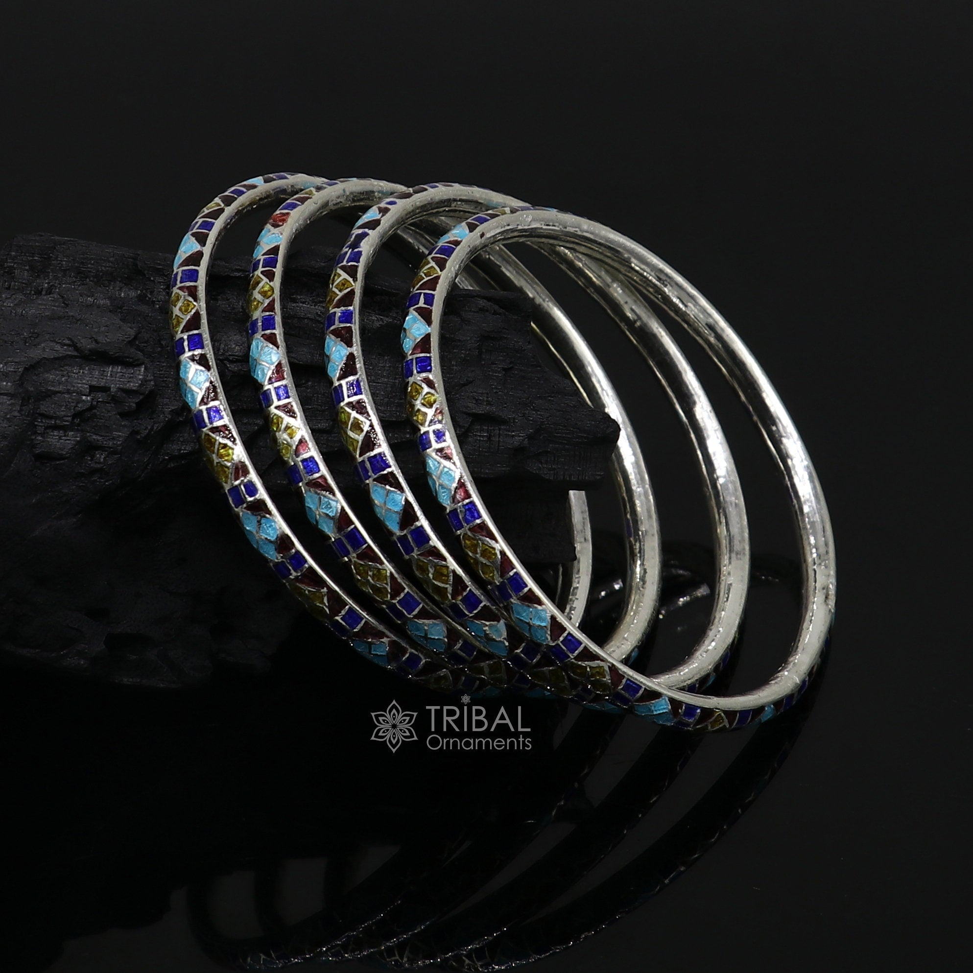 New fancy 925 Sterling silver Traditional cultural design meenakari ...