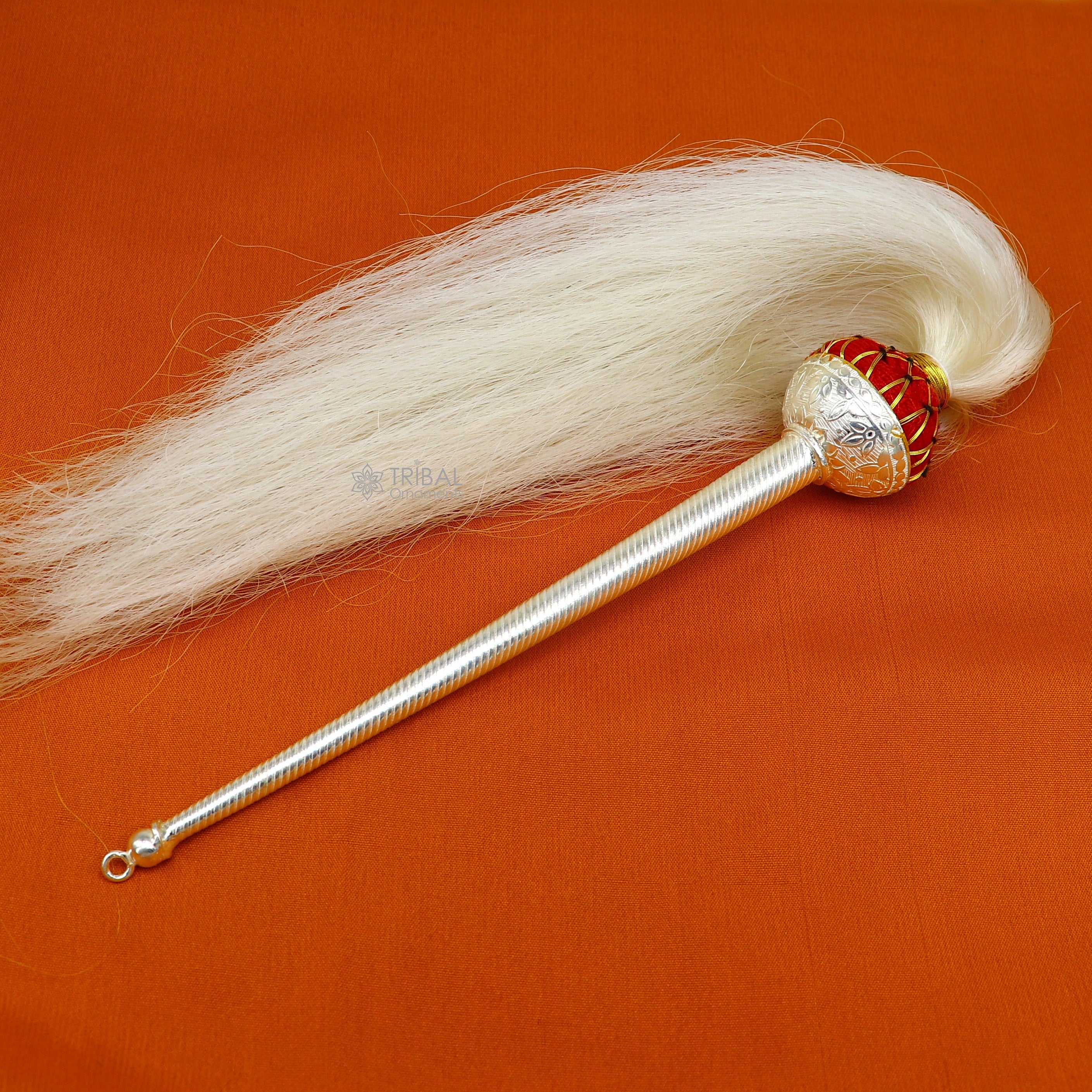 925 sterling silver Vintage style handmade puja chanwar chaur original ...