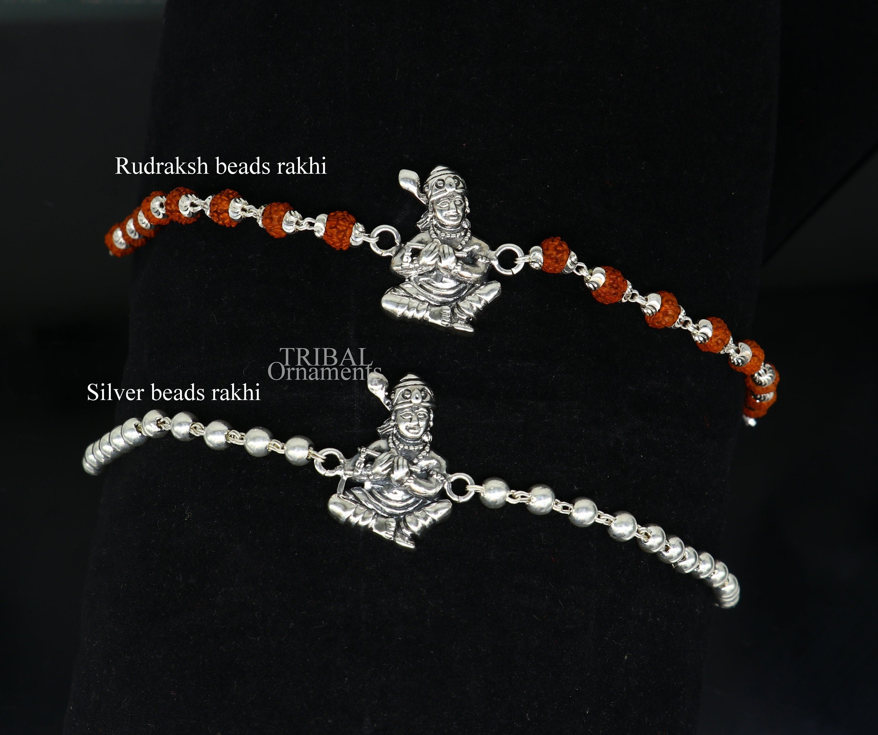 tribal-ornaments-6-rudraksh-chain-rakhi-925-sterling-silver-divine-lord ...