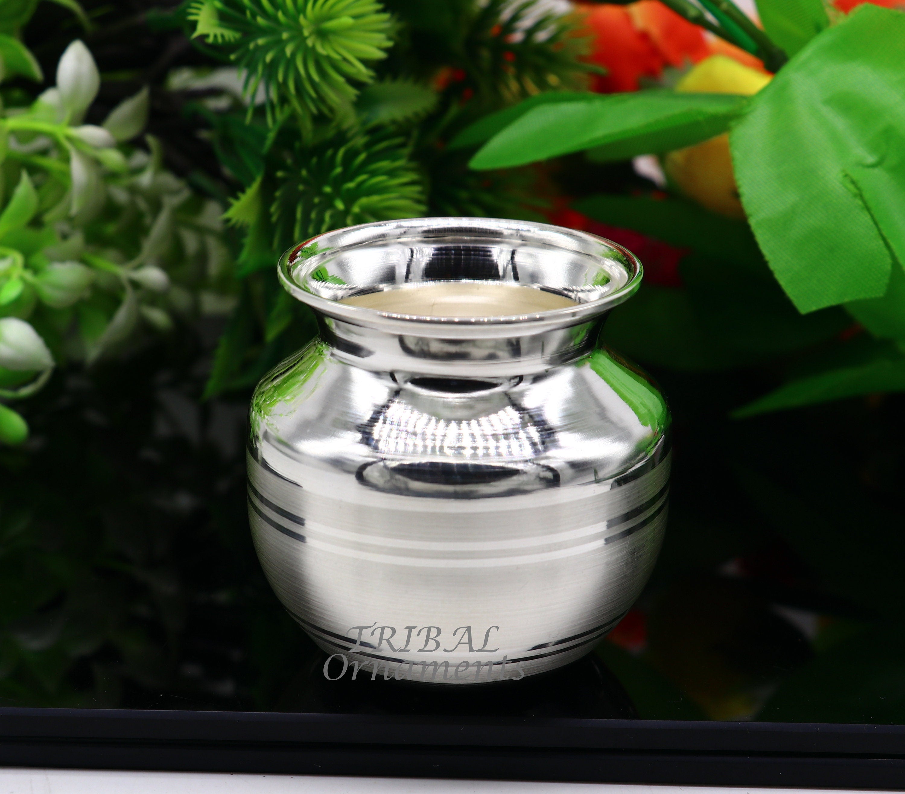 2.3"inches 925 sterling silver handmade plain small Kalash or pot, uni