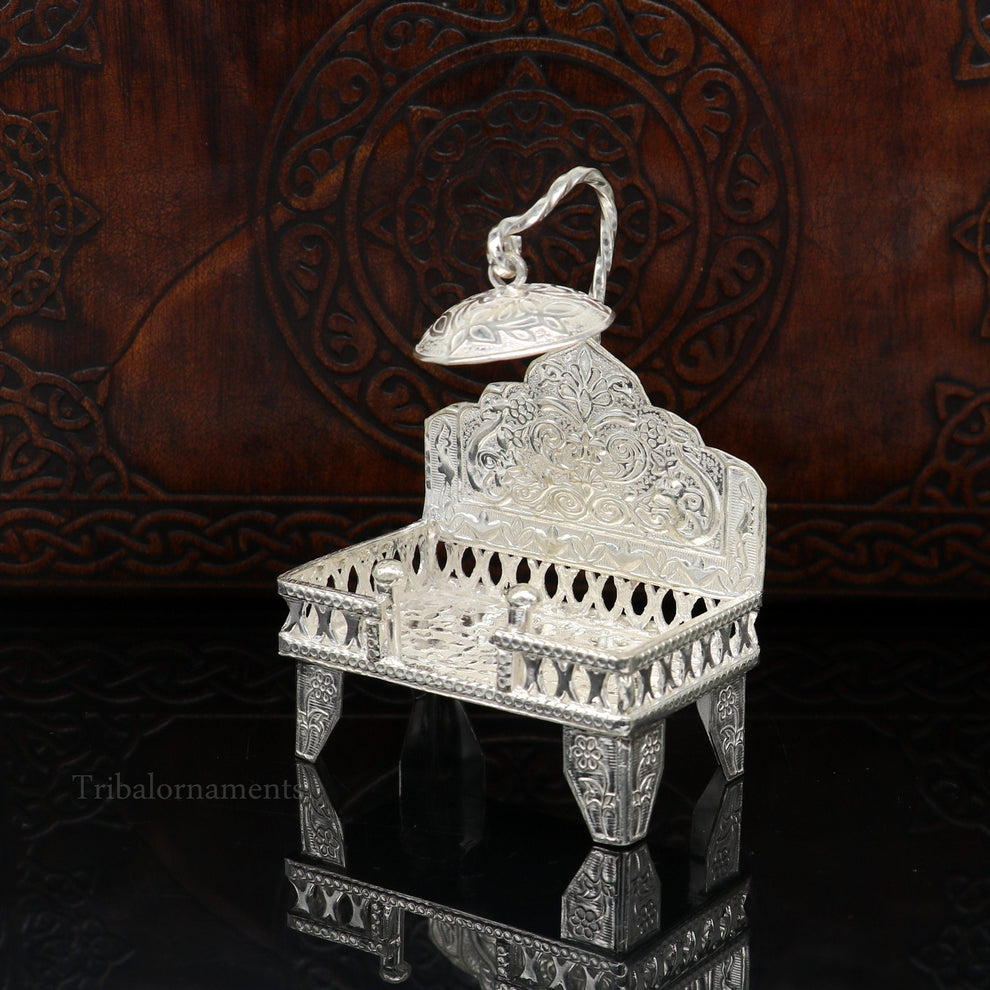 925 pure sterling silver handcrafted small singhasan, idol krishna Bal