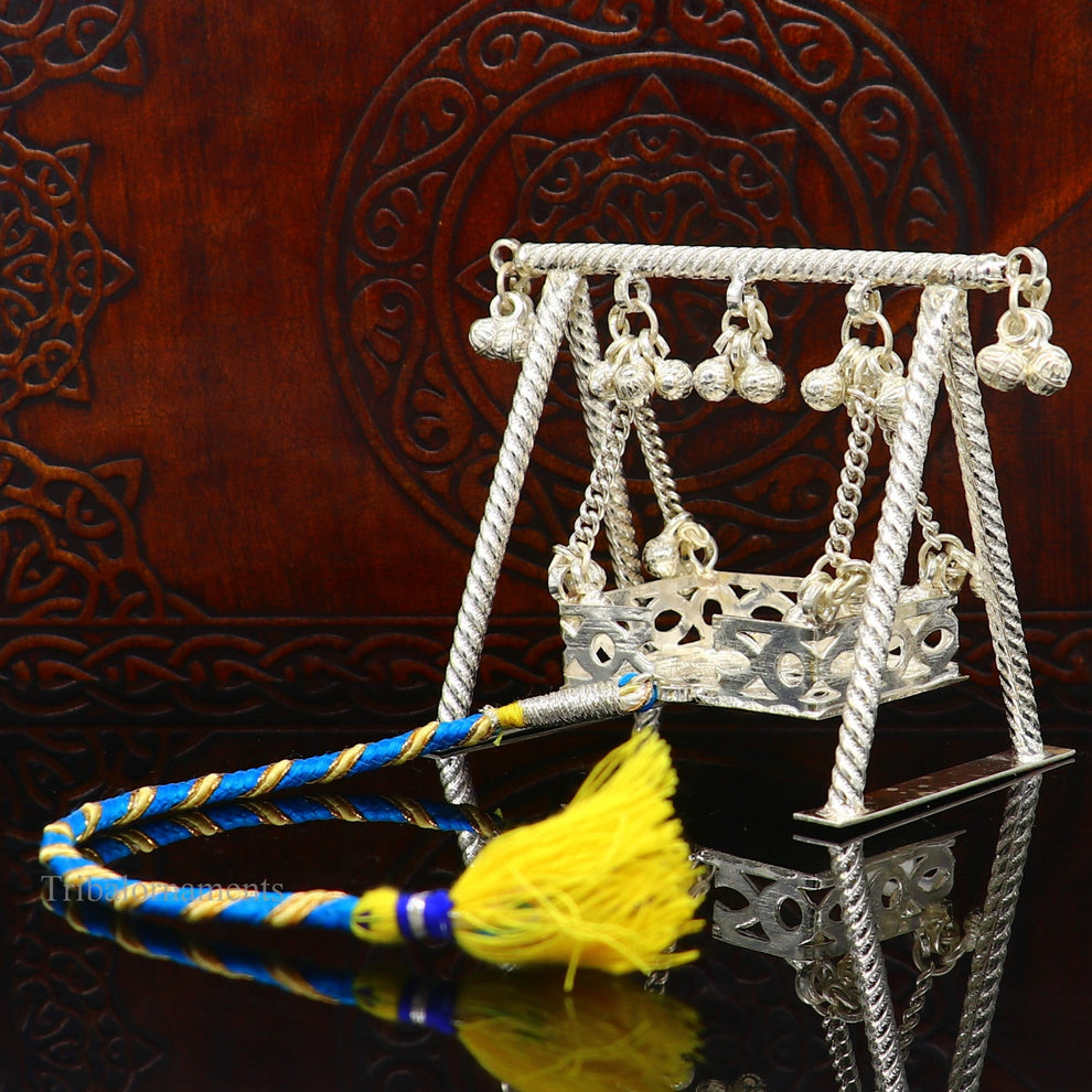 925Sterling silver handmade Bal Gopala jhula, little Krishna swing, ch