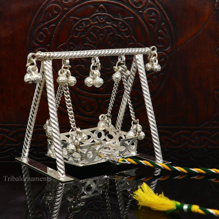 925Sterling silver handmade Bal Gopala jhula, little Krishna swing, ch